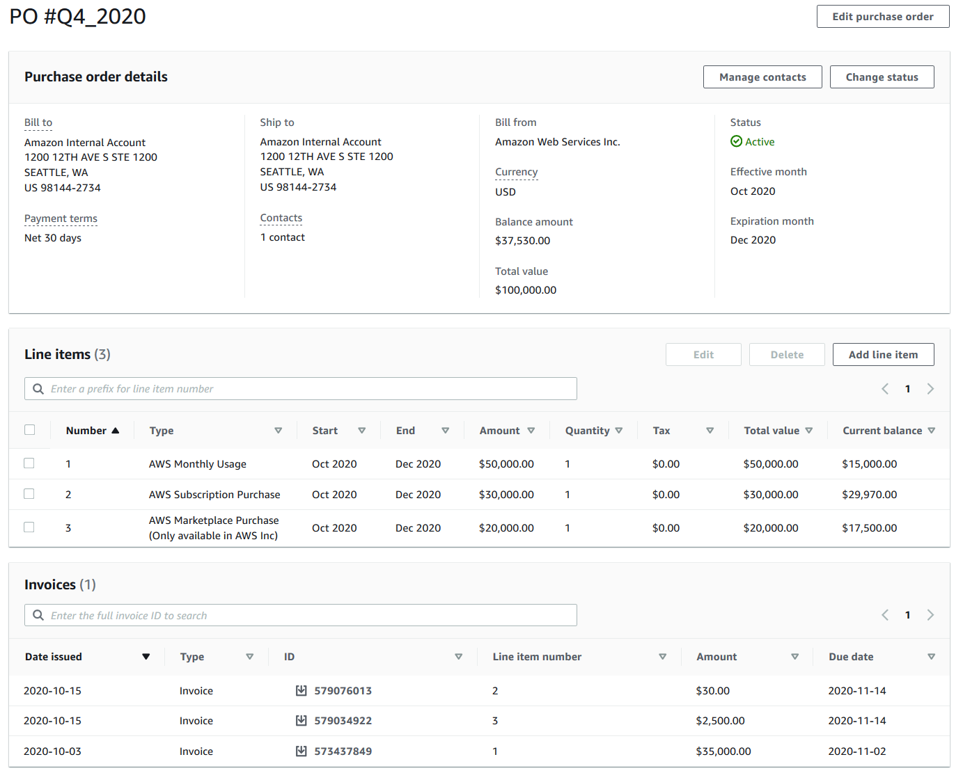 AWS Purchase Order Management - Amazon Web Services