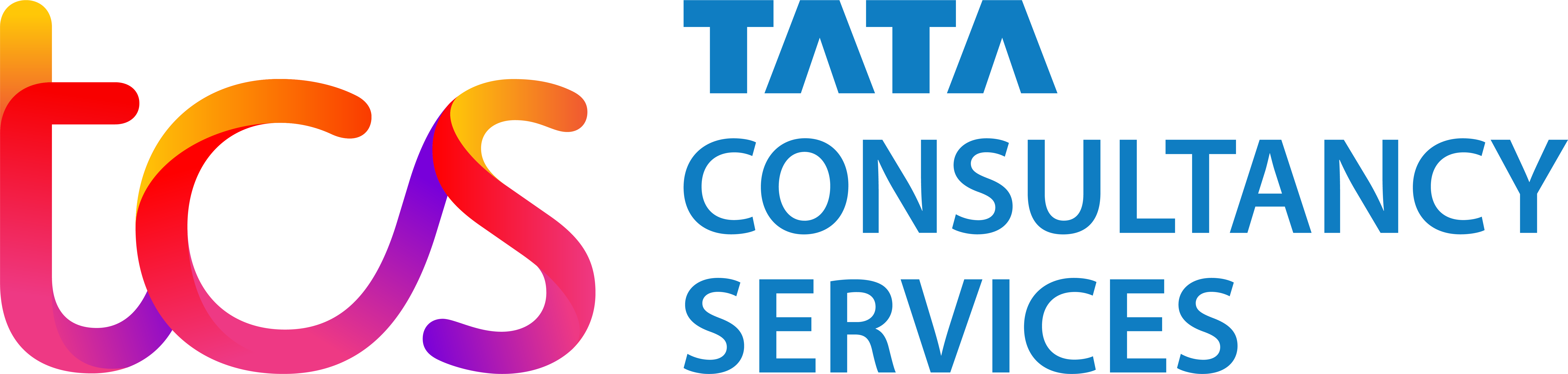 Logo for Tata Consultancy Services (TCS), featuring the colorful 'tcs' letters and the company name in blue text.